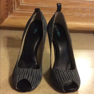 Pique | Shoes | Pique Grey Wedge Peep Toe Heel | Poshmark